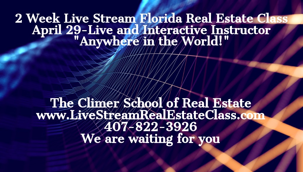 Florida Real Estate Live Stream Class - Climer School