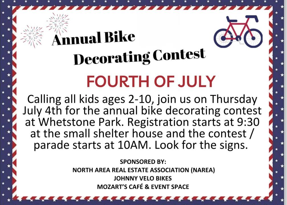 FOURTH OF JULY, BIKE DECORATING CONTEST!