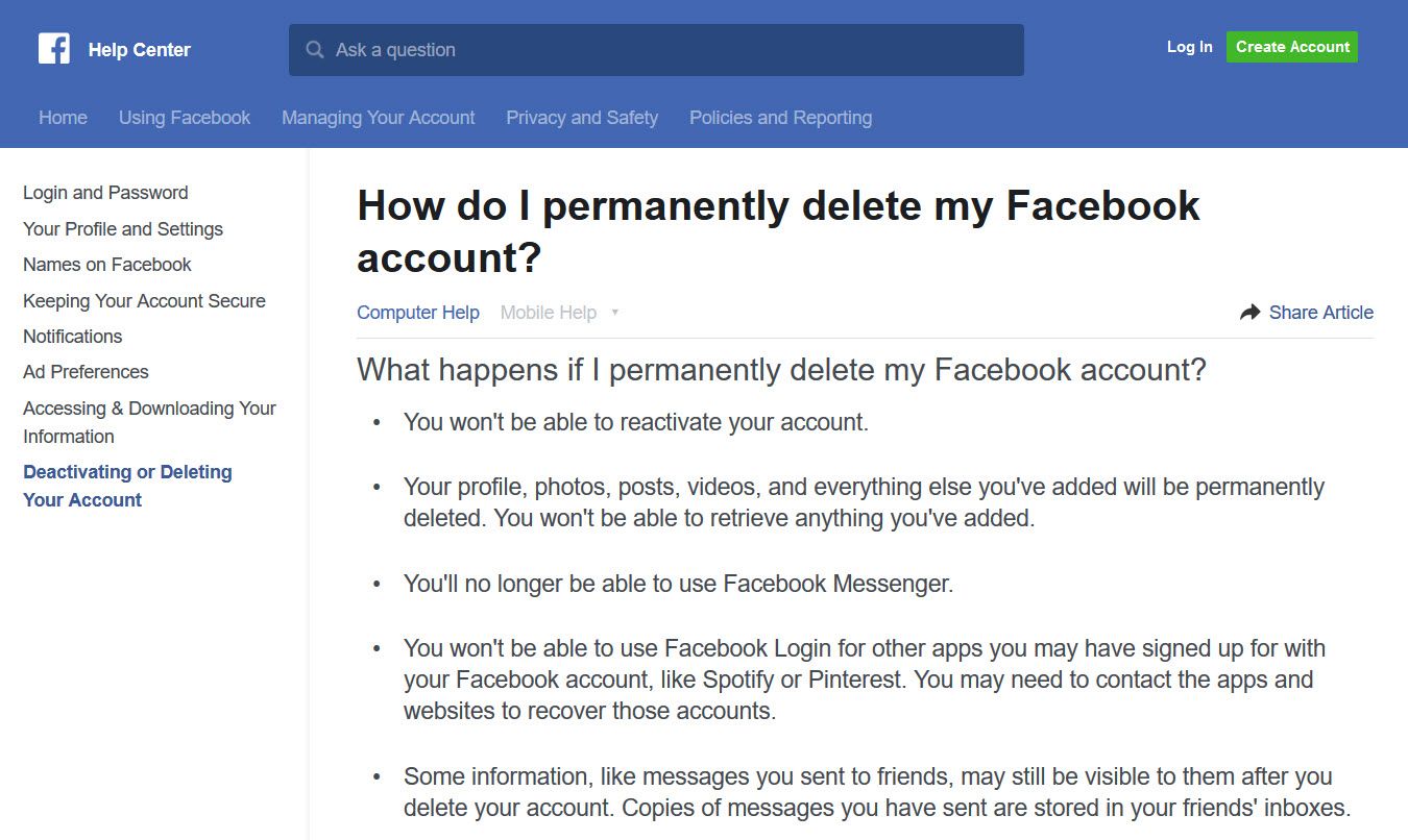 If You Want To Delete Your Facebook Account, Here's How